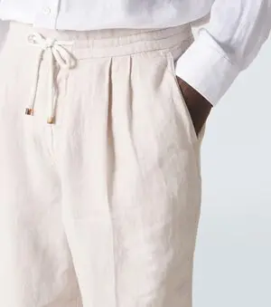 Brunello Cucinelli Linen Tapered Pants - Beige