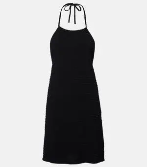 Hunza G Halterneck Seersucker Minidress - Black