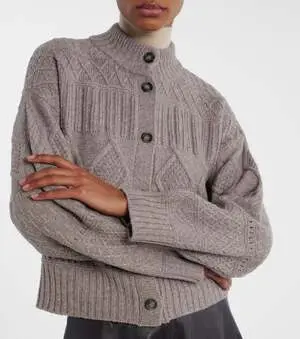 Altuzarra Amory Cable-knit Wool-blend Cardigan - Grey