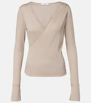 Max Mara Adagio Virgin Wool Wrap Top - Beige