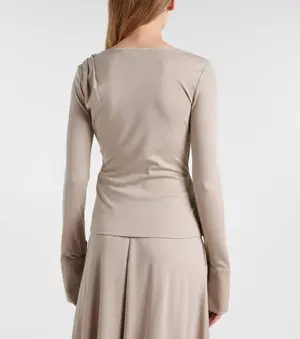 Max Mara Adagio Virgin Wool Wrap Top - Beige