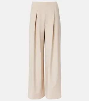 Max Mara Palude Pleated Silk-blend Wide-leg Pants - Beige