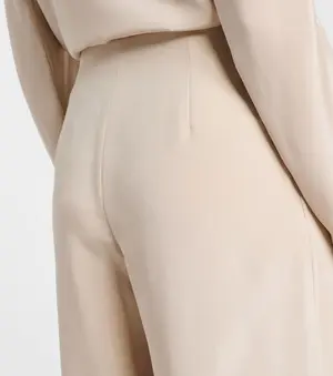 Max Mara Palude Pleated Silk-blend Wide-leg Pants - Beige