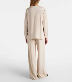 Max Mara Palude Pleated Silk-blend Wide-leg Pants - Beige