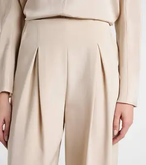 Max Mara Palude Pleated Silk-blend Wide-leg Pants - Beige