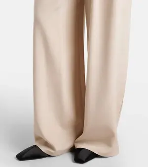 Max Mara Palude Pleated Silk-blend Wide-leg Pants - Beige