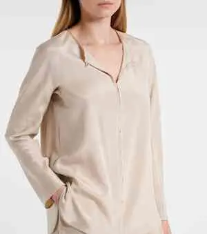 Max Mara Mitico Silk-blend Blouse - Beige