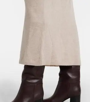 Max Mara Salubre Argyle Cashmere Midi Skirt - Beige