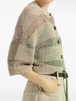 Brunello Cucinelli Striped Cropped Cardigan - Neutrals