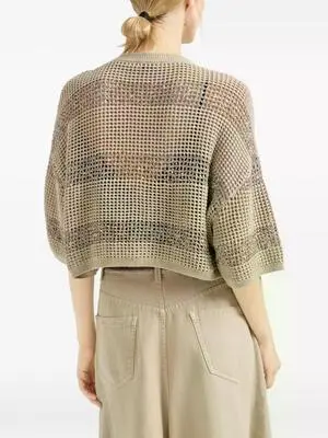 Brunello Cucinelli Striped Cropped Cardigan - Neutrals