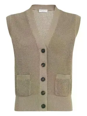 Brunello Cucinelli Sleeveless Buttoned Cardigan