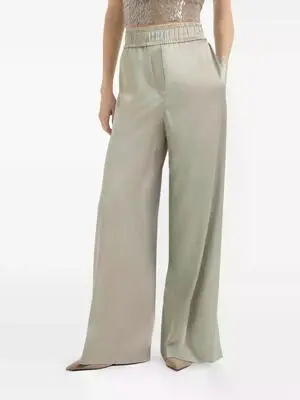 Brunello Cucinelli Elastic-waistband Palazzo Pants - Green