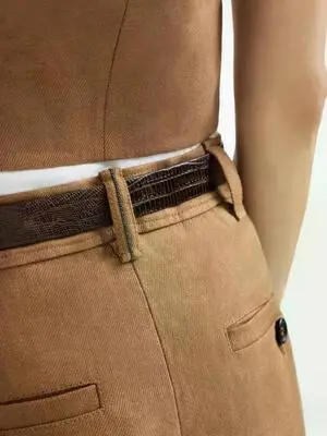 Brunello Cucinelli Linen Midi Skirt With Monili Detail - Brown
