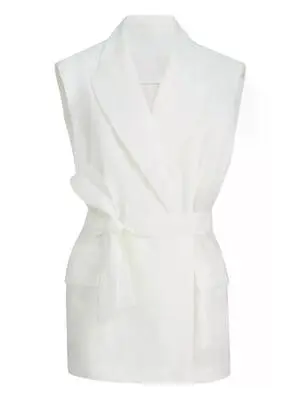 Brunello Cucinelli Belted Lapel Gilet - White