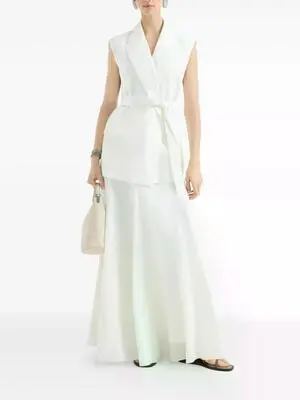 Brunello Cucinelli Belted Lapel Gilet - White