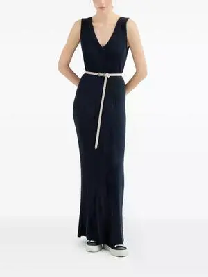 Brunello Cucinelli Ribbed-knit Maxi Dress - Blue