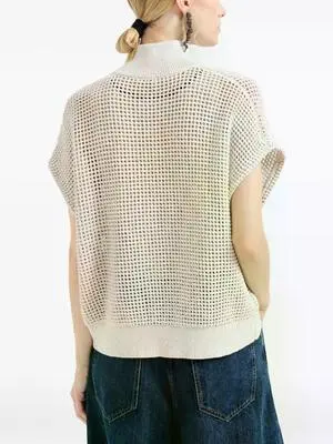 Brunello Cucinelli Cotton Net-knitting Cardigan - Neutrals