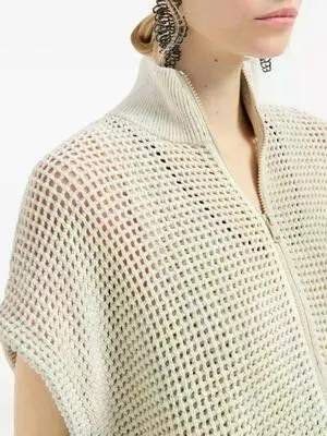Brunello Cucinelli Cotton Net-knitting Cardigan - Neutrals