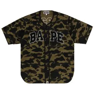 A BATHING APE 1st Camo Baseball Shirt Green