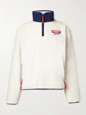 CHERRY LOS ANGELES Logo-appliquéd Fleece Half-zip Sweatshirt - Cream