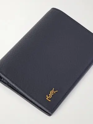 Saint Laurent Full-grain Leather Billfold Wallet - Blue