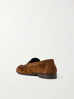 Saint Laurent Le Loafer Monogram Suede Penny Loafers - Brown