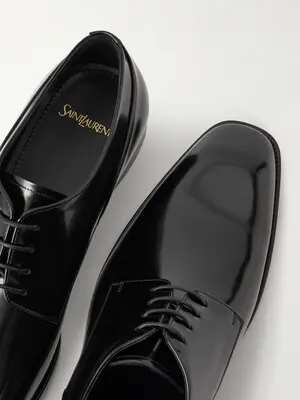 Saint Laurent Stanton Leather Derby Shoes - Black