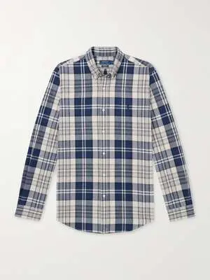 Polo Ralph Lauren Polo Ralph Lauren - Button-Down Collar Logo-Embroidered Checked Cotton Oxford Shirt - Men - Blue - XS Navy