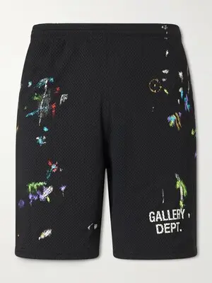 GALLERY DEPT. Studio Gym Paint-splattered Mesh Shorts - Black
