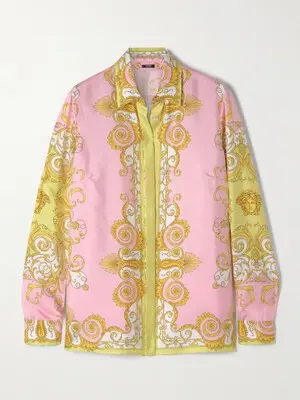 Versace Printed Silk-twill Shirt - Pink