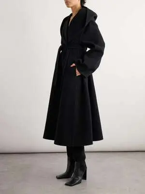 Alaïa Hooded Belted Wool Coat