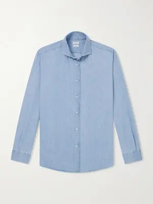 Brunello Cucinelli Spread Collar Shirts For Men