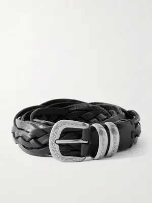 Brunello Cucinelli 3cm Woven Leather Belt - Black