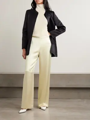 THE ROW Ardyn Hammered-silk Wide-leg Pants