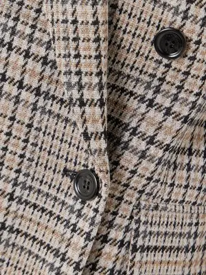 Max Mara Houndstooth Wool And Cotton-blend Double-breasted Blazer - Brown