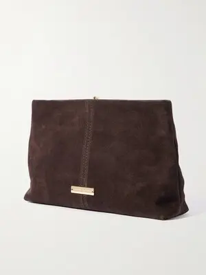 LOEFFLER RANDALL Corrine Gathered Suede Clutch - Brown