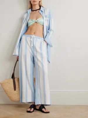 LEMLEM Desta Striped Wide-leg Pants - Blue