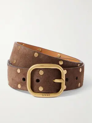 Loewe Studded Suede Belt - Brown