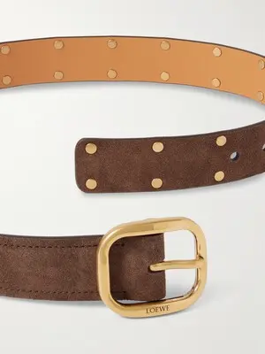Loewe Studded Suede Belt - Brown