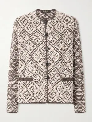 Loro Piana Jacquard-knit Cashmere Cardigan - Neutrals
