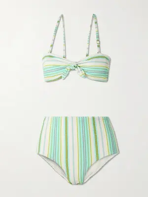 LEMLEM Ava + Elsi Printed Ribbed Recycled Bikini - Green