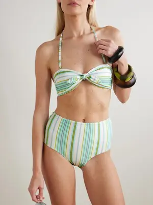 LEMLEM Ava + Elsi Printed Ribbed Recycled Bikini - Green