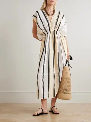 LEMLEM Leila Striped Cotton Midi Dress