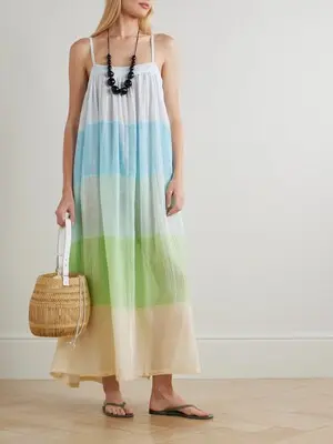 LEMLEM Eda Striped Cotton-gauze Midi Dress
