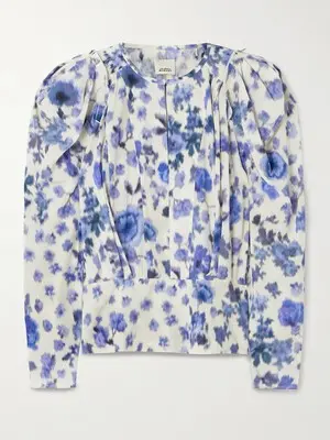 Isabel Marant Zarga Floral-print Silk-blend Blouse - Blue