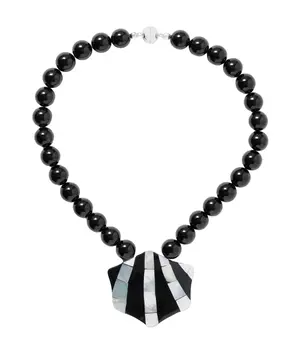 JULIETTA Maris Silver-tone Onyx, Resin And Shell Necklace - Black