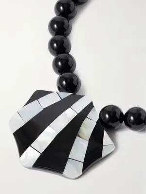 JULIETTA Maris Silver-tone Onyx, Resin, And Shell Necklace