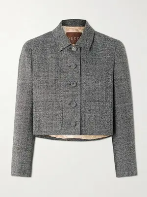 Gucci Cropped Wool-tweed Jacket - Black