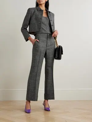 Gucci Cropped Wool-tweed Jacket - Black