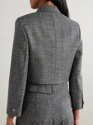 Gucci Cropped Wool-tweed Jacket - Black